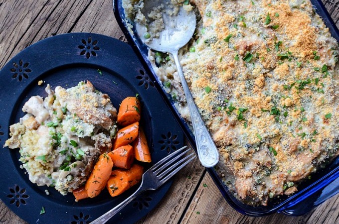 Mushroom Chicken Quinoa Bake